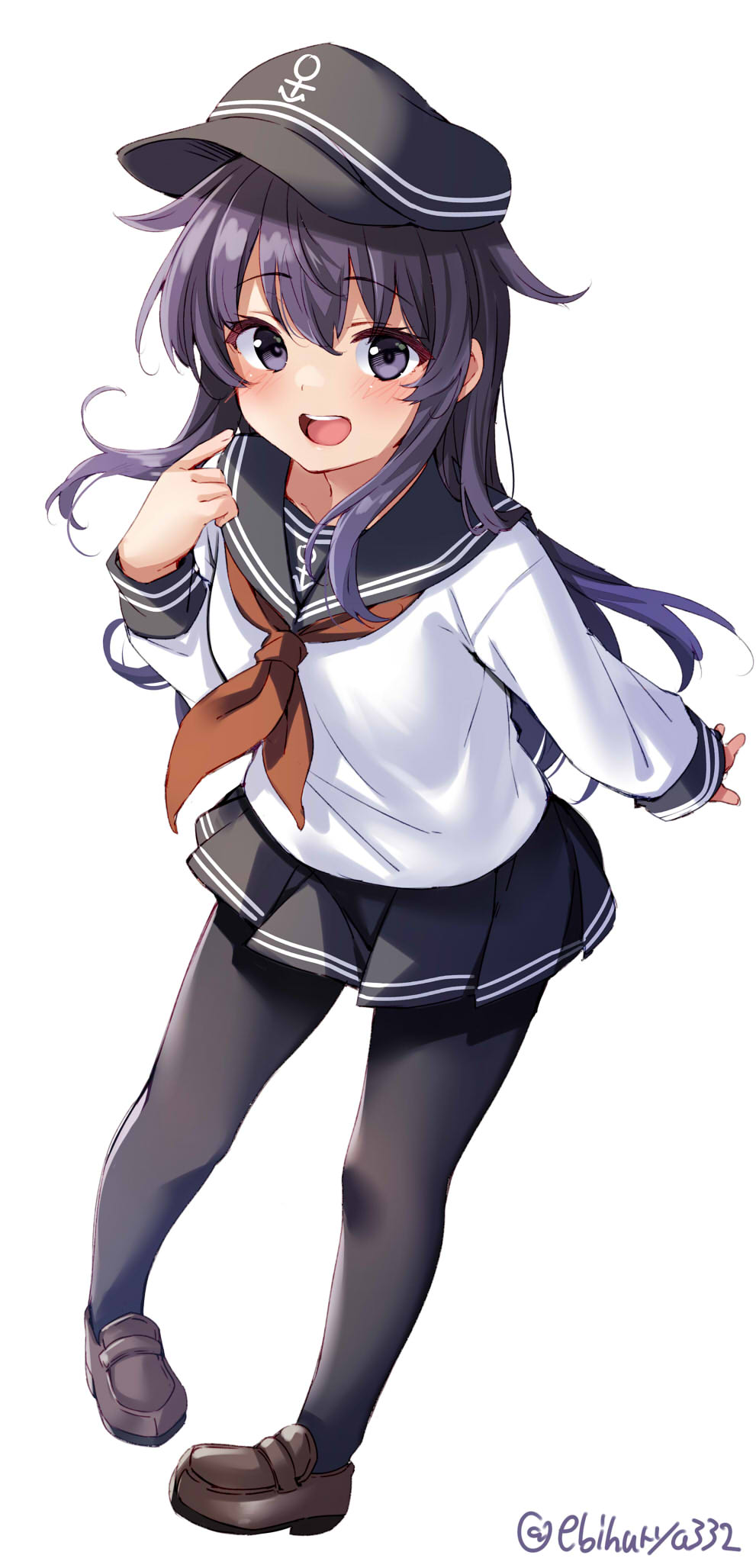 Safebooru - 1girl akatsuki (kantai collection) anchor symbol badge black legwear black sailor ...