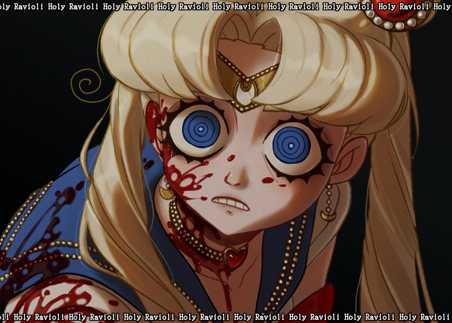 Safebooru - 1girl artist name bishoujo senshi sailor moon black background blonde hair blood ...