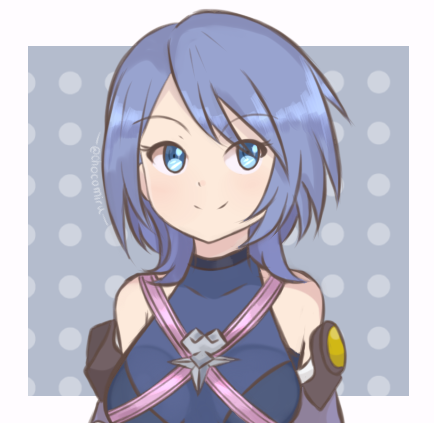 Safebooru - 1girl aqua (kingdom hearts) bare shoulders blue eyes blue hair border breasts ...