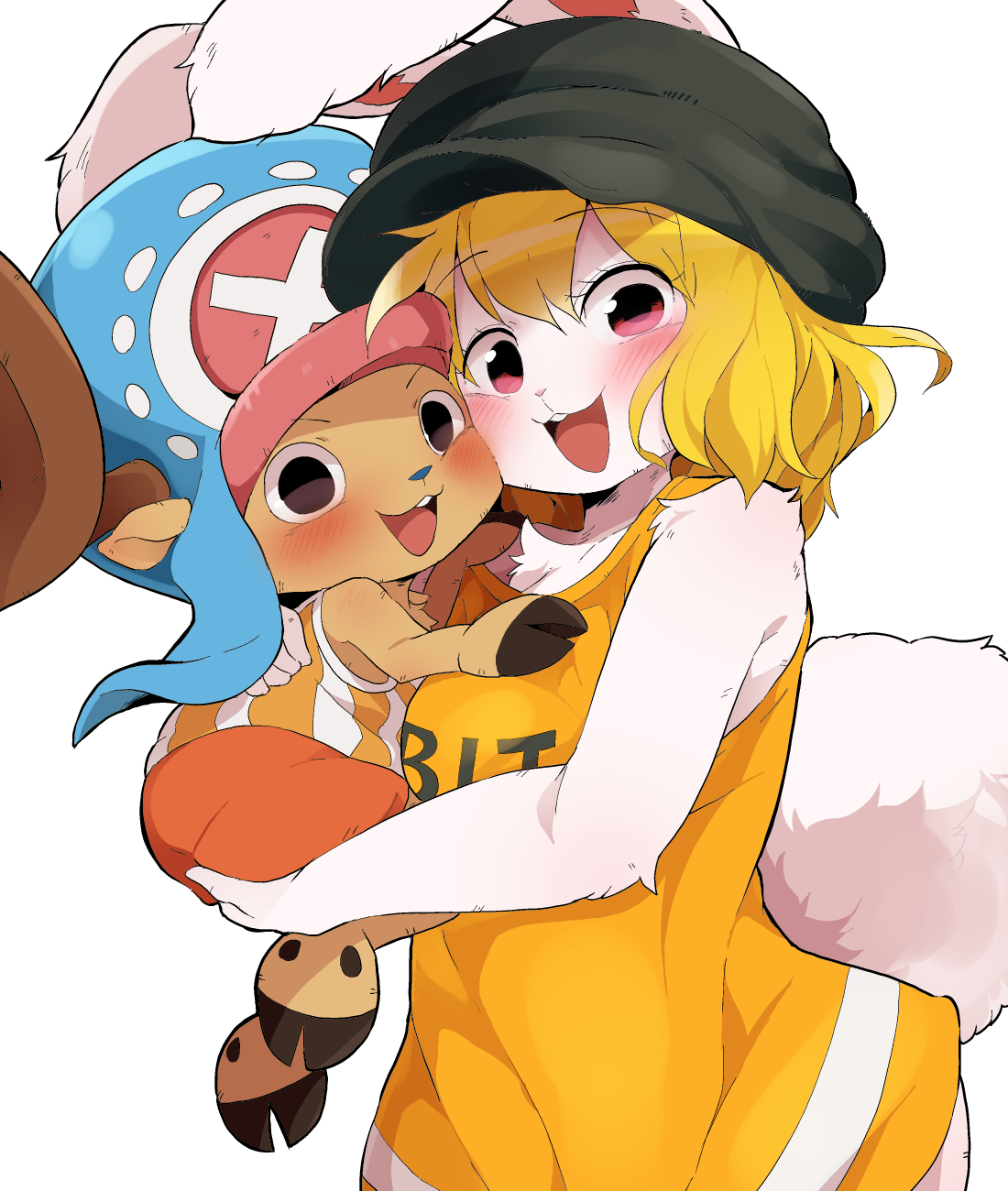 Safebooru - 1boy 1girl animal ears antlers black headwear blonde hair ...