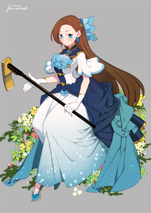 Safebooru - 1girl artist name ascot blue bow blue dress blue eyes blue footwear blue neckwear ...