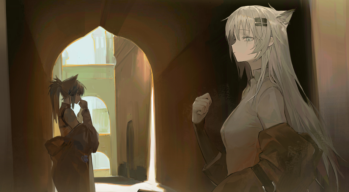 Safebooru - 2girls animal ear fluff animal ears arknights bangs eyebrows visible through hair ...