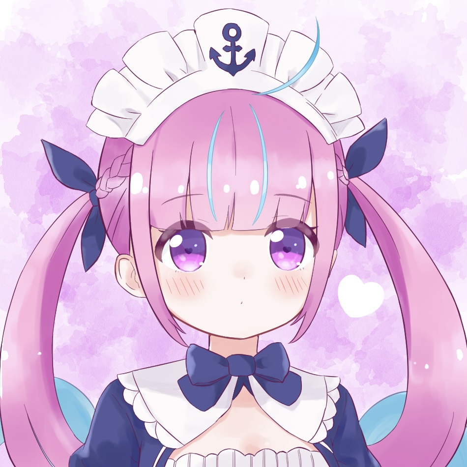 Safebooru - 1girl ahoge anchor symbol bangs blue bow blue dress blue hair blue neckwear blue ...