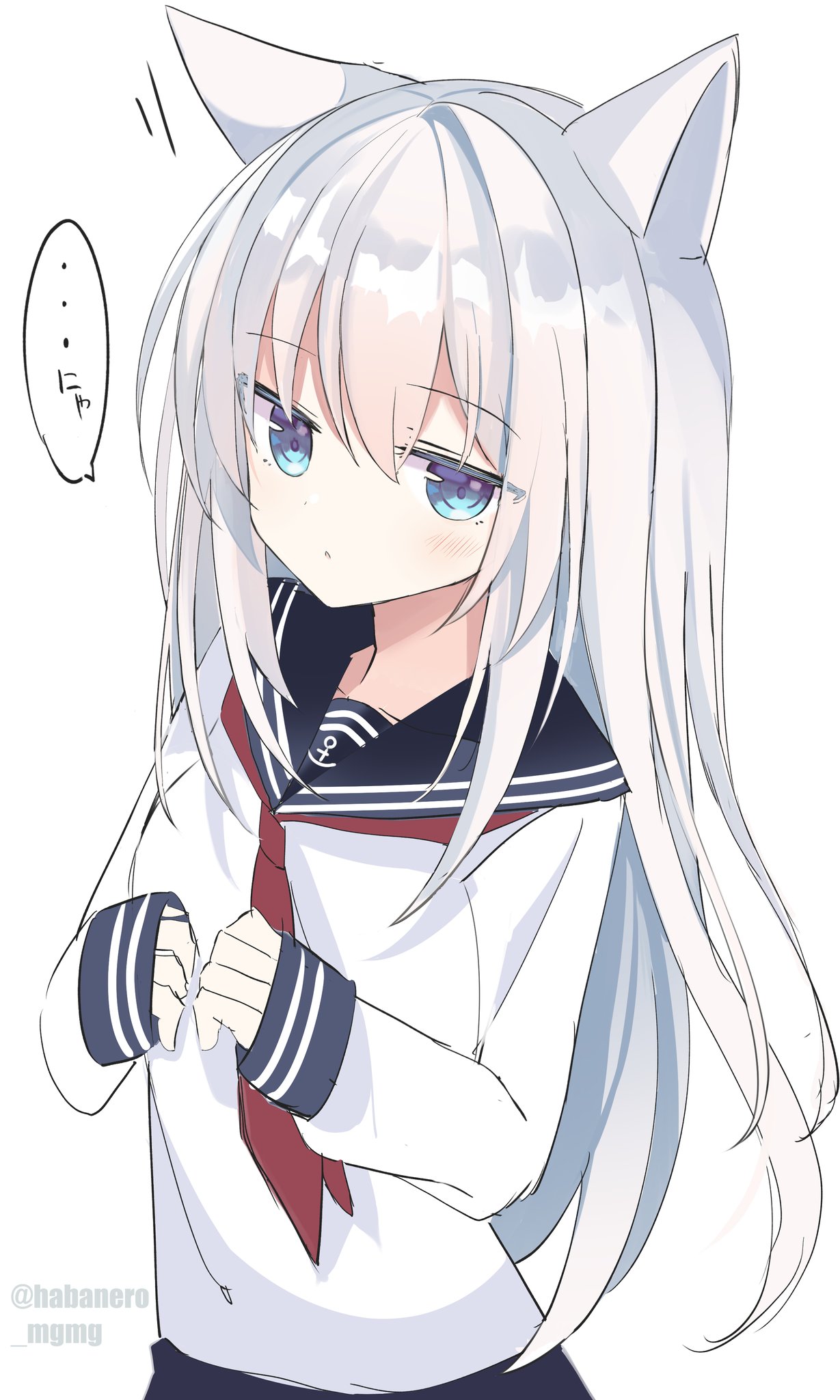 Safebooru - 1girl animal ears black sailor collar black skirt blue eyes ...