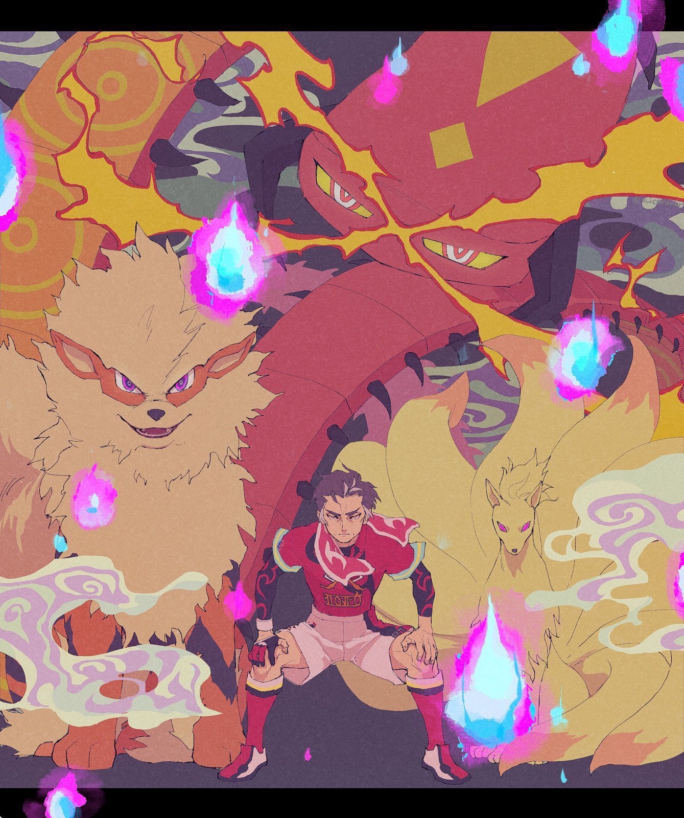 Safebooru - 1boy arcanine centiskorch commentary request dynamax band ...