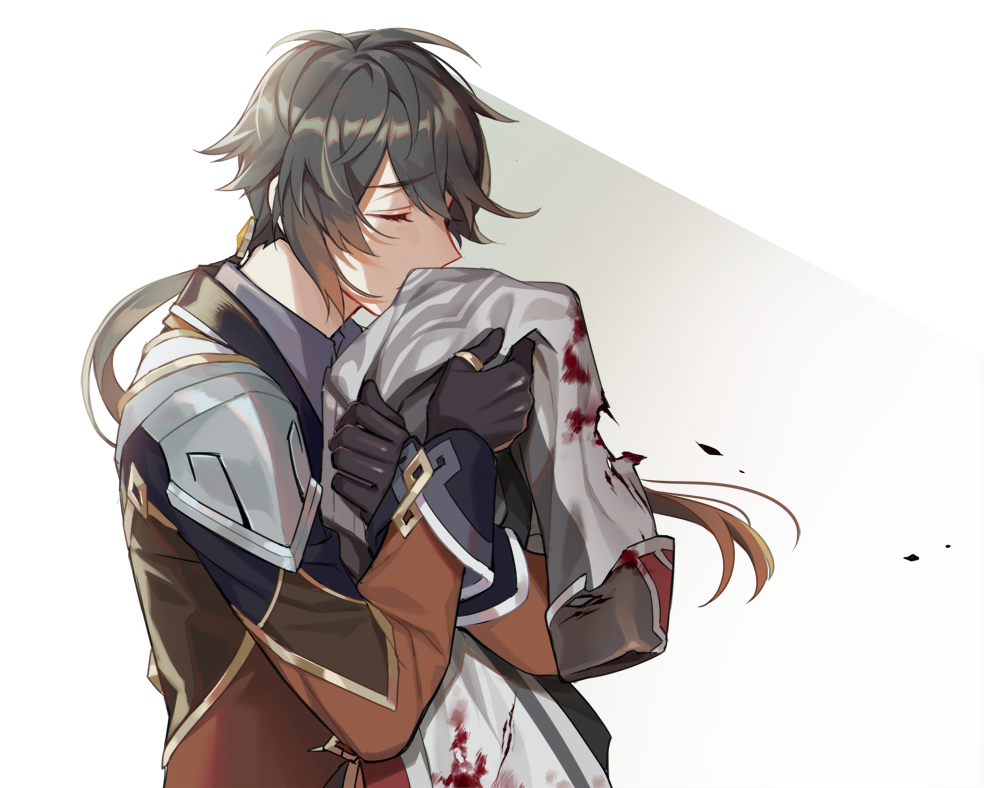 Safebooru - 1boy bangs black gloves black hair blood bloody clothes brown hair chisuke 1104 ...