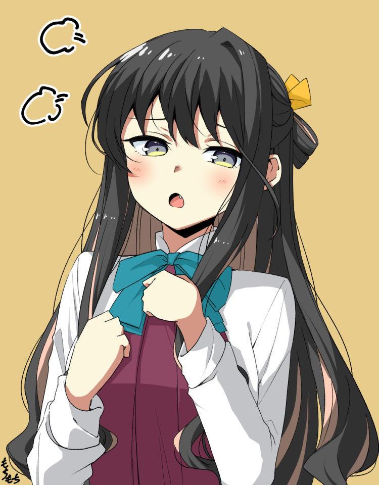 Safebooru - 1girl =3 black hair commentary request dress dress shirt ...