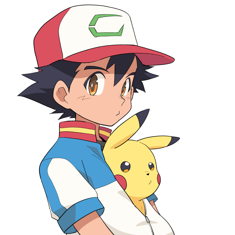 Safebooru - 1boy ash ketchum bangs baseball cap black hair brown eyes closed mouth commentary ...