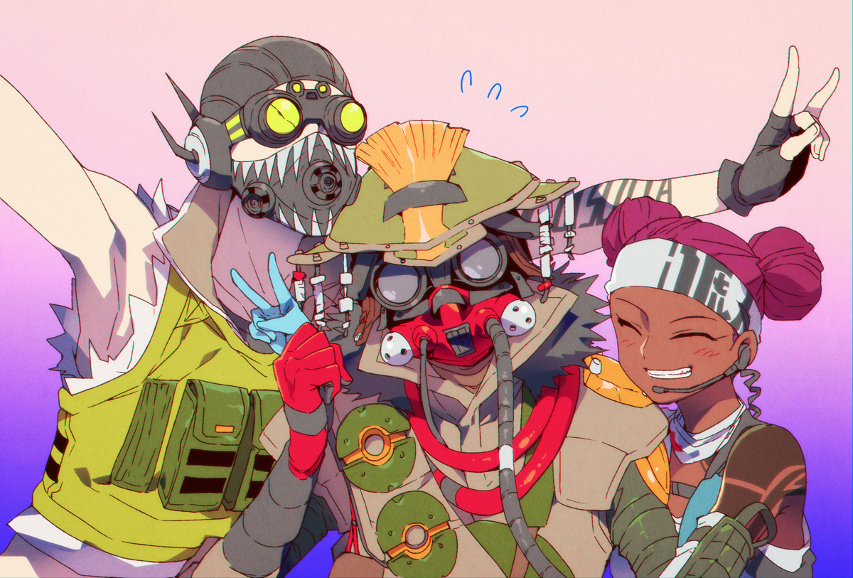 Safebooru - 1boy 1girl 1other \n/ ^ ^ ambiguous gender apex legends ...