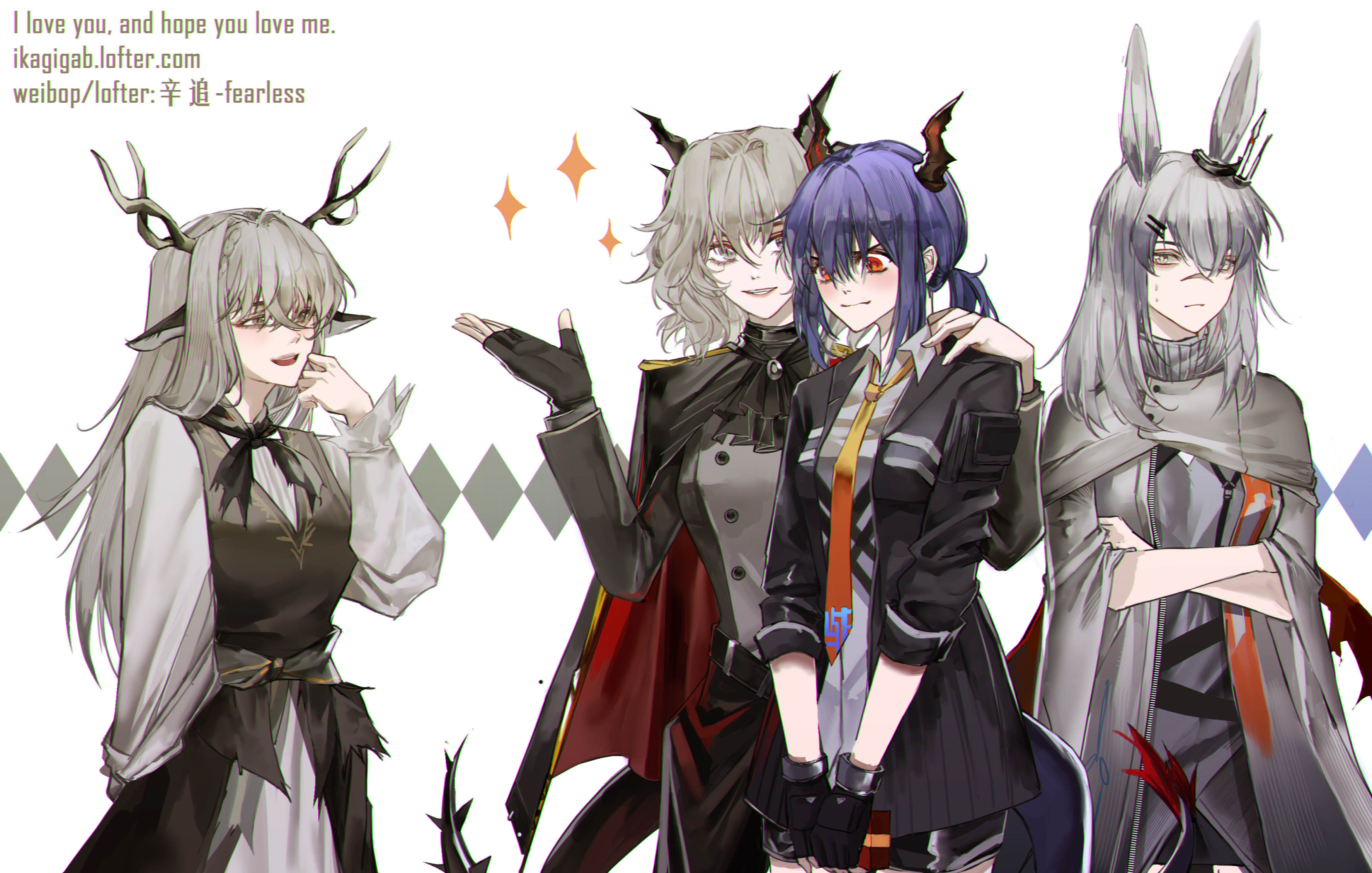 Safebooru - 4girls absurdres alina (arknights) animal ears arknights blue hair blush ch'en ...