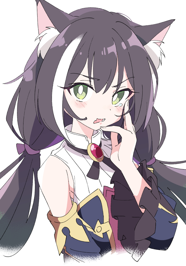 Safebooru - 1girl animal ear fluff animal ears black hair cat ears detached sleeves eyebrows ...