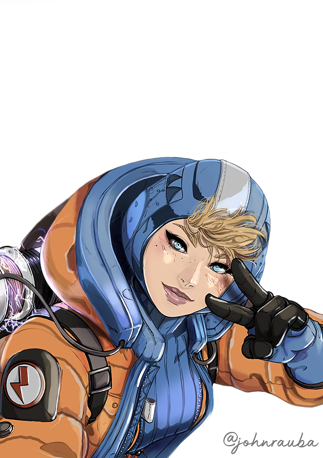 Safebooru - 1girl apex legends artist name backpack bag bangs blonde hair blue eyes blue ...