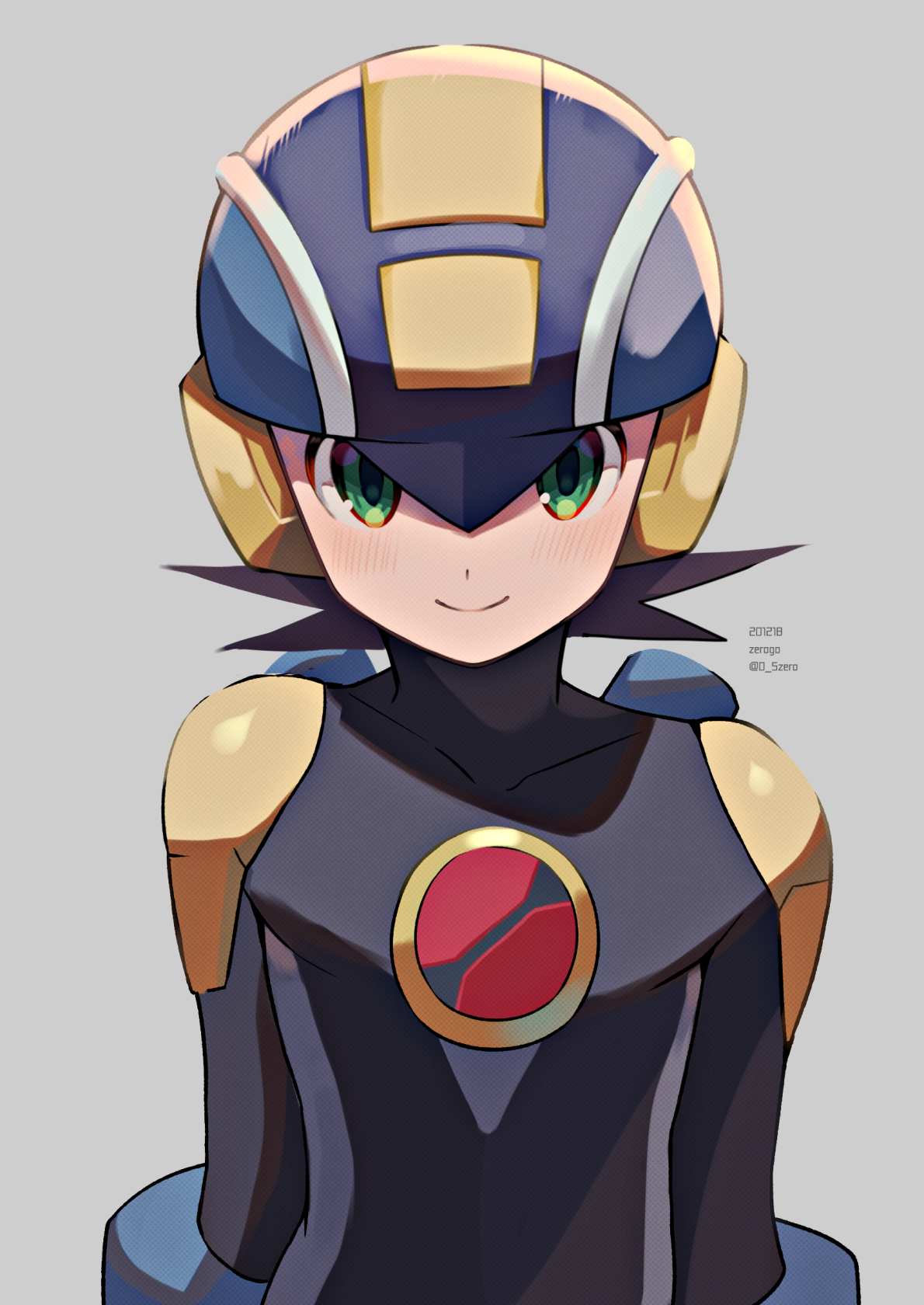 Safebooru - 1boy arms at sides artist name black bodysuit blue headwear ...