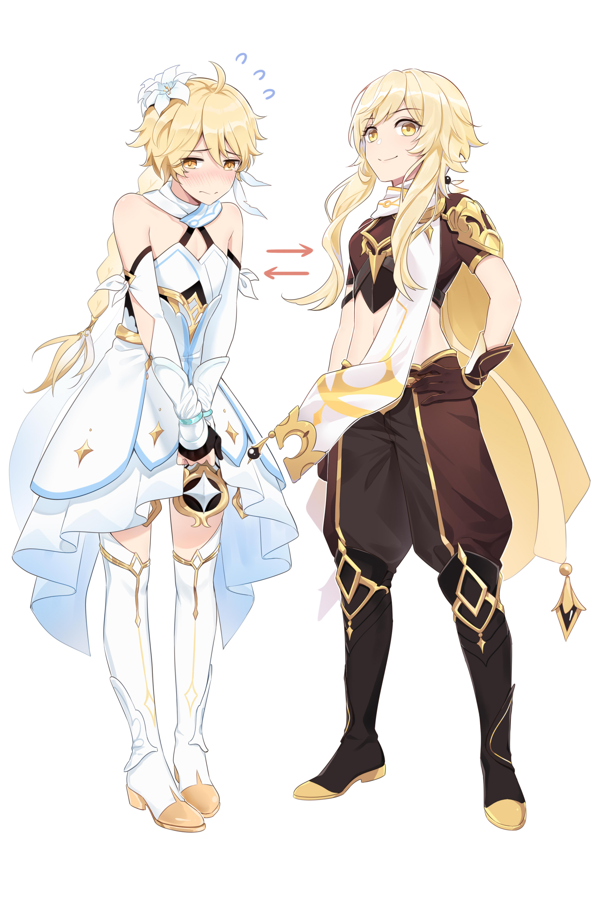 Safebooru - 1boy 1girl absurdres aether (genshin impact) aether (genshin impact) (cosplay) ahoge ...