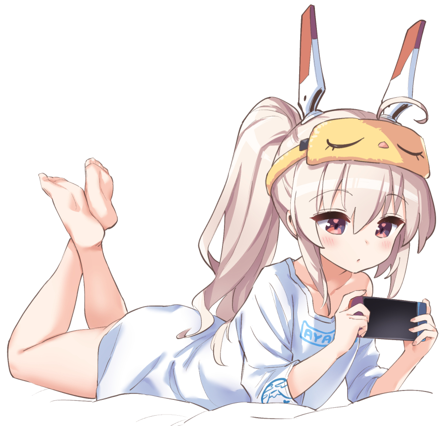 Safebooru - 1girl ayanami (azur lane) azur lane bare legs handheld game console hori (hori no su ...