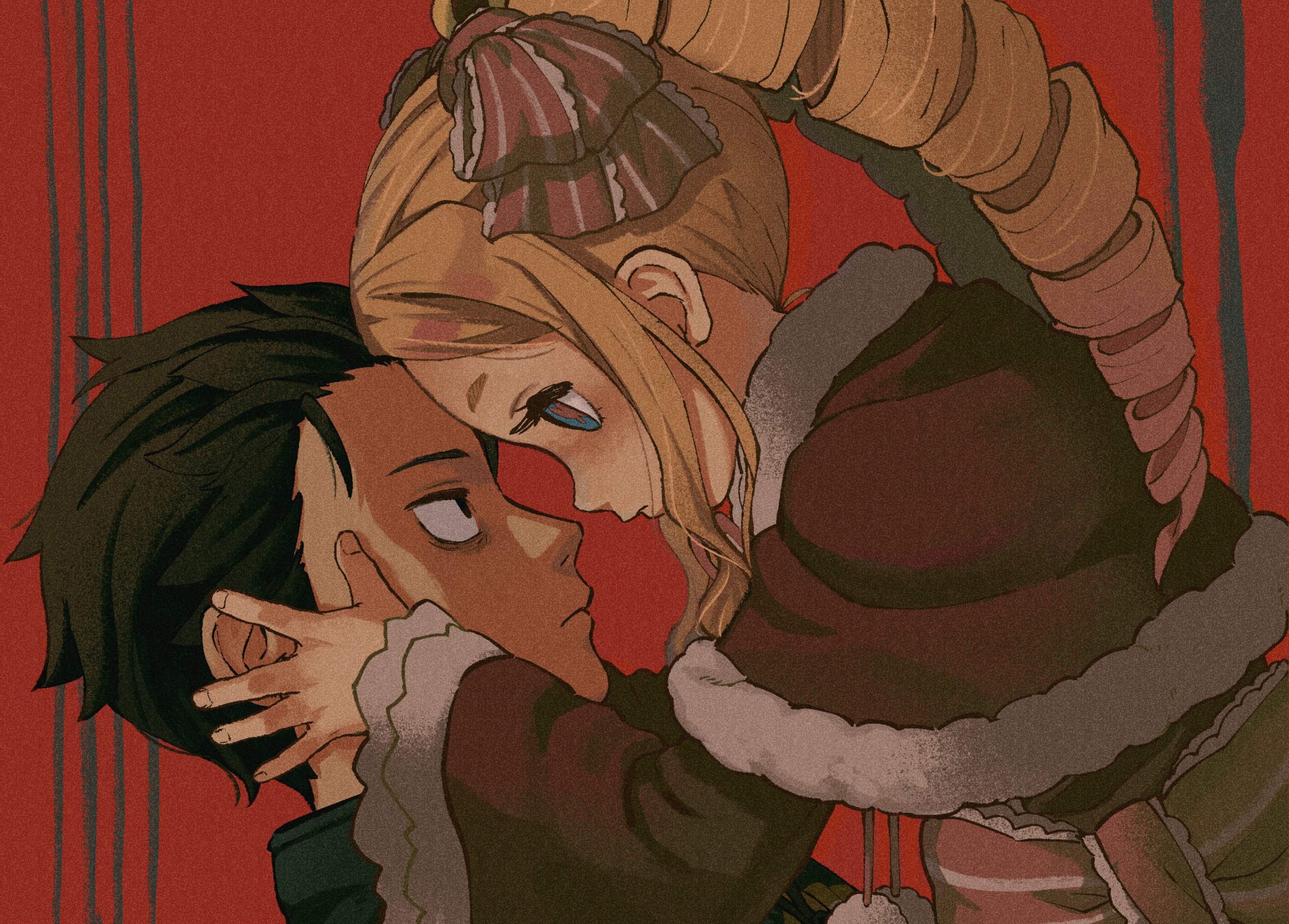 Safebooru - 1boy 1girl beatrice (re:zero) black eyes black hair blonde hair blue eyes butterfly ...