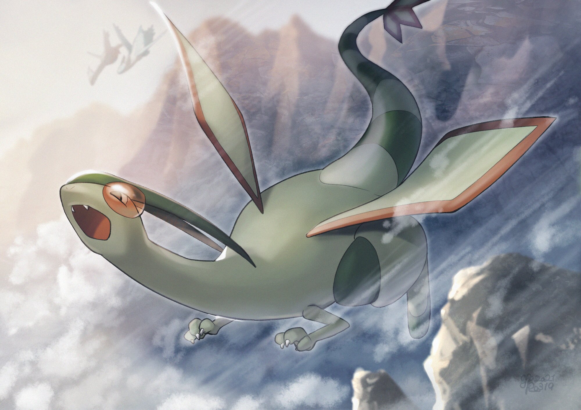 Safebooru - claws commentary request fangs flygon flying gen 3 pokemon ...