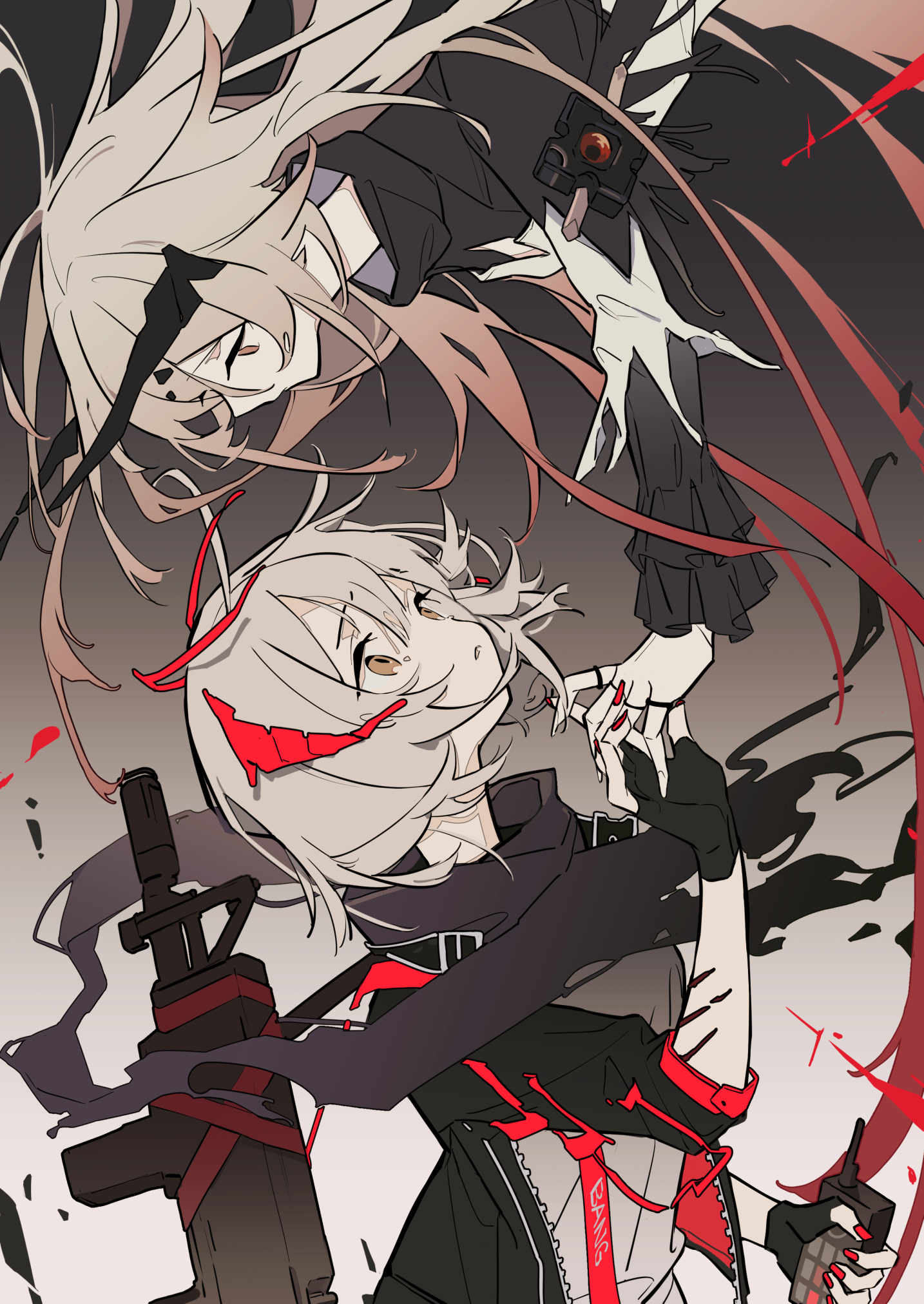 Safebooru - 2girls antenna hair arknights black gloves black jacket ...