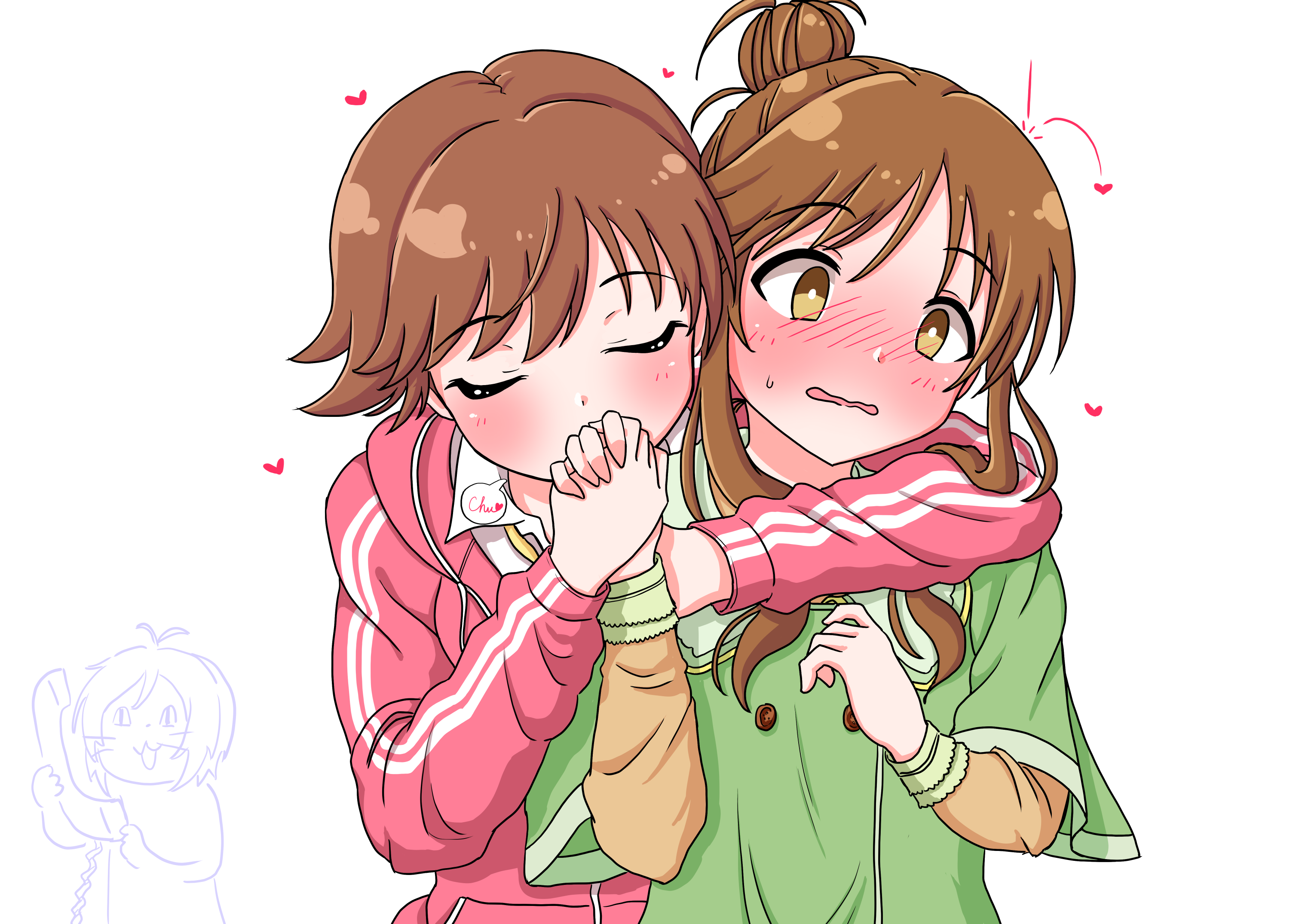 Safebooru - 3girls :3 blush brown hair chibi chibi inset closed eyes ...