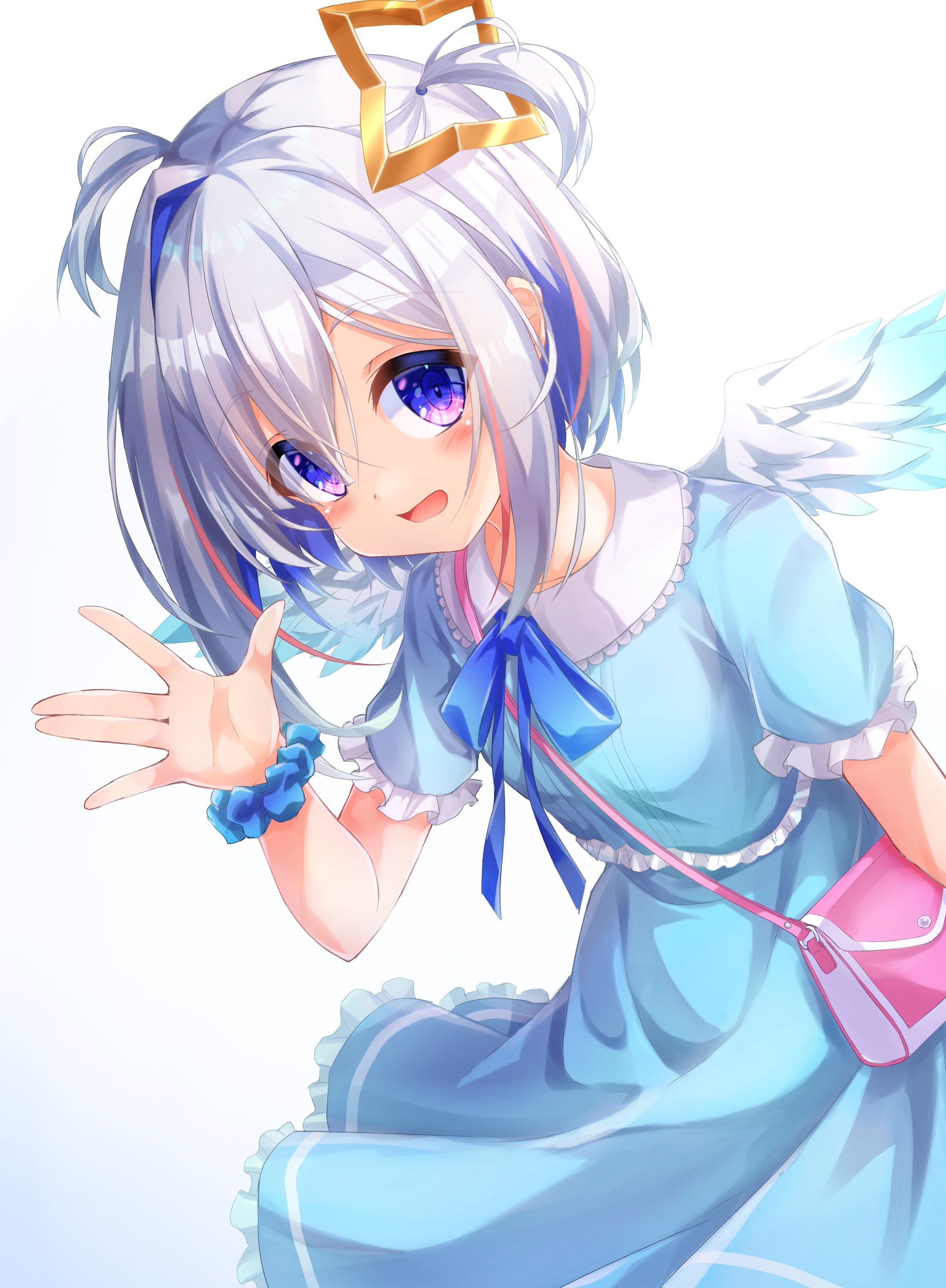 Safebooru - 1girl :d absurdres alternate costume alternate hairstyle amane kanata angel angel ...