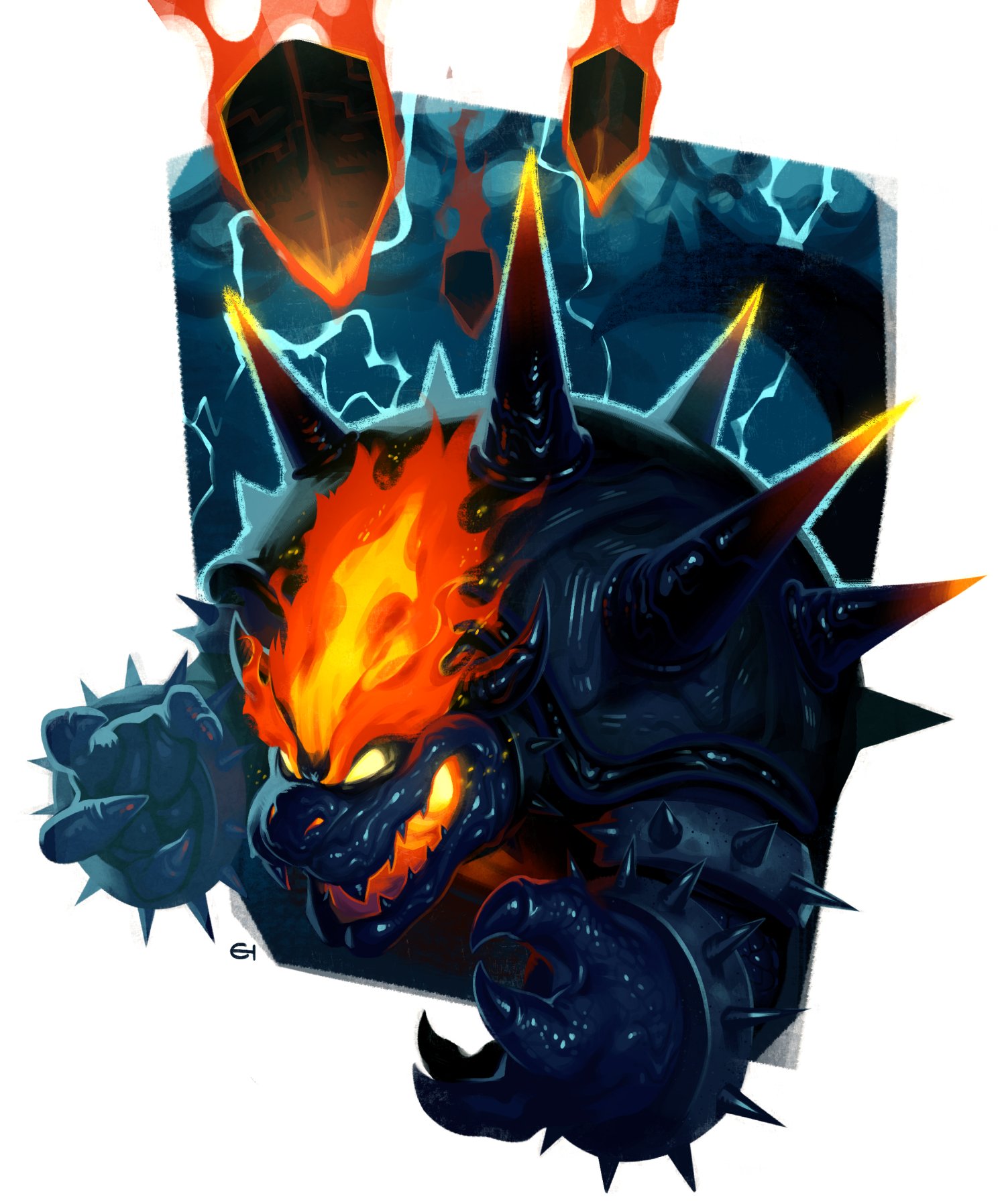Safebooru - 1boy bowser bracelet breathing fire claws collar eigaka ...