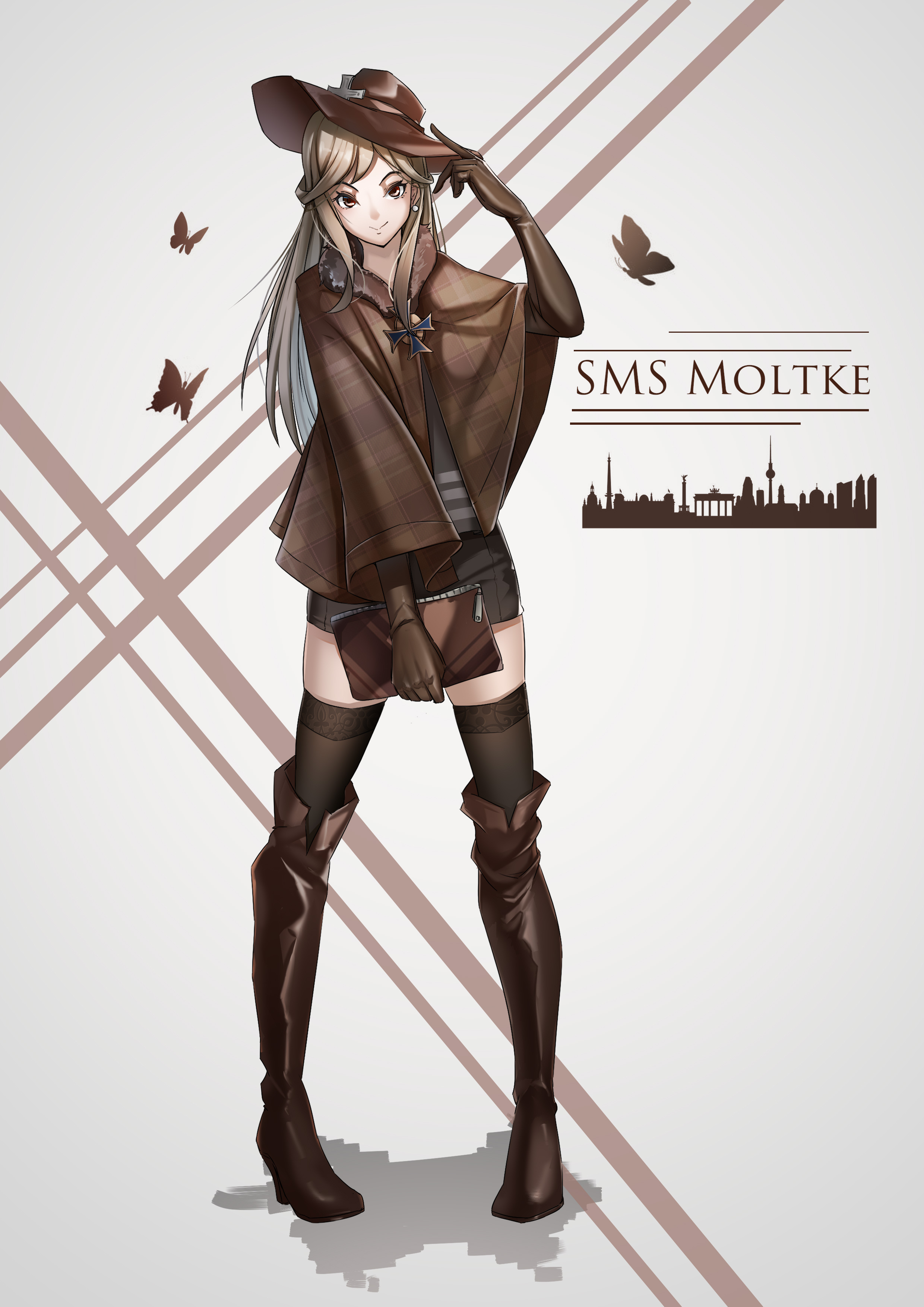 Safebooru - 1girl absurdres bag black legwear black skirt blonde hair boots brown eyes brown ...
