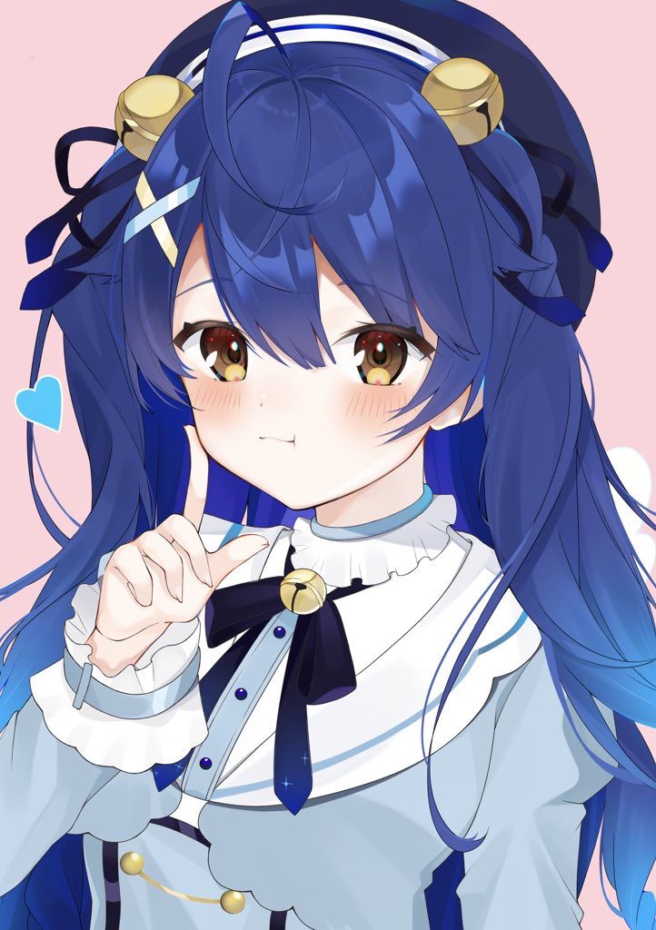 Safebooru - 1girl :t ahoge amamiya kokoro bangs bell beret blue hair blush hair bell hair ...