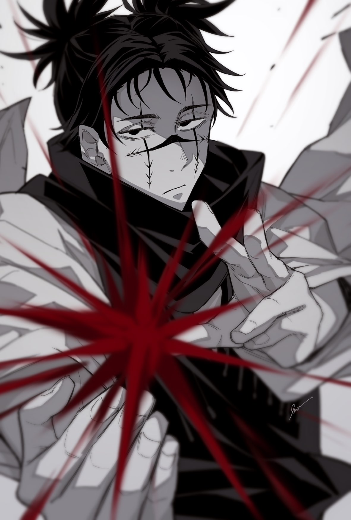 Safebooru - 1boy bangs blood choso (jujutsu kaisen) closed mouth facial ...