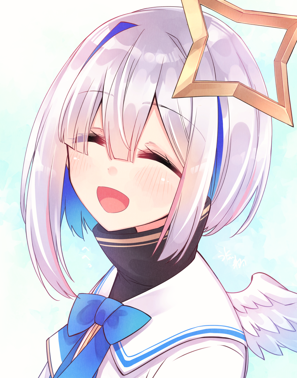 Safebooru - 1girl :d ^ ^ amane kanata angel angel wings asymmetrical bangs asymmetrical hair ...