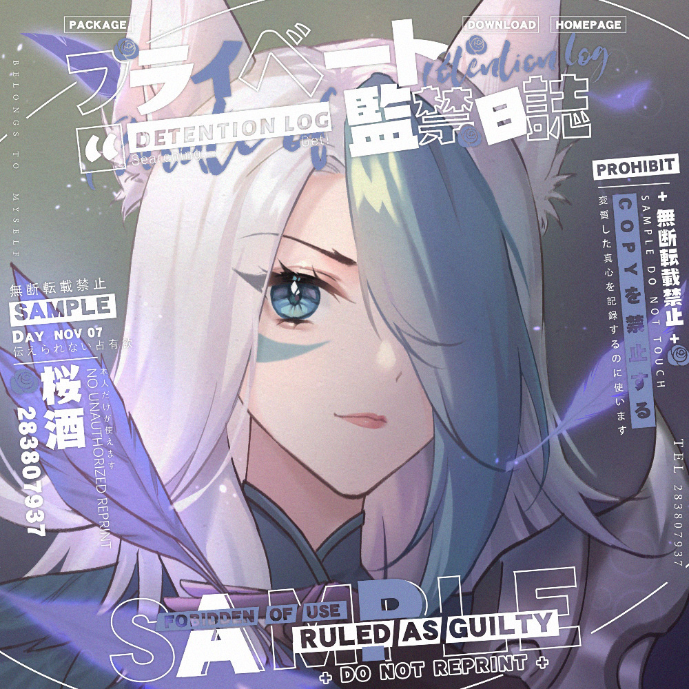 Safebooru - 1boy animal ear fluff animal ears blue eyes blue flower blue hair closed mouth cover ...