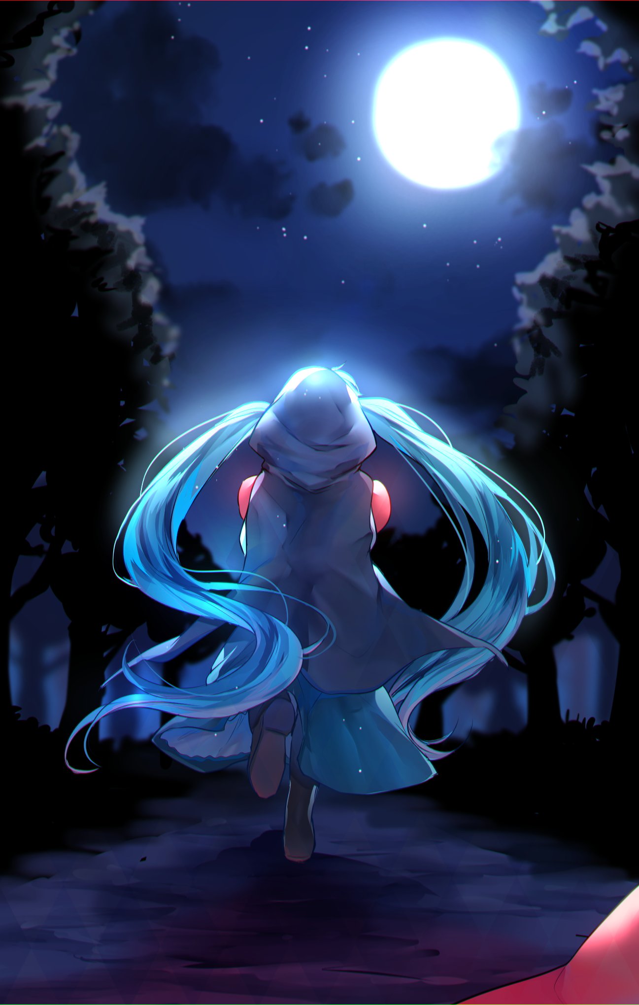 Safebooru - 1girl aqua hair aryuma772 blue dress boots cape cloak ...