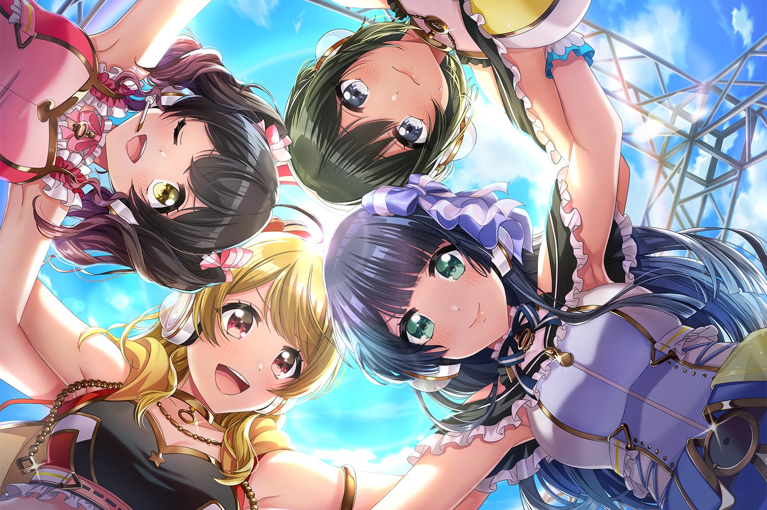 Safebooru - 4girls aimoto rinku akashi maho black hair blue eyes blush d4dj dress long hair ...