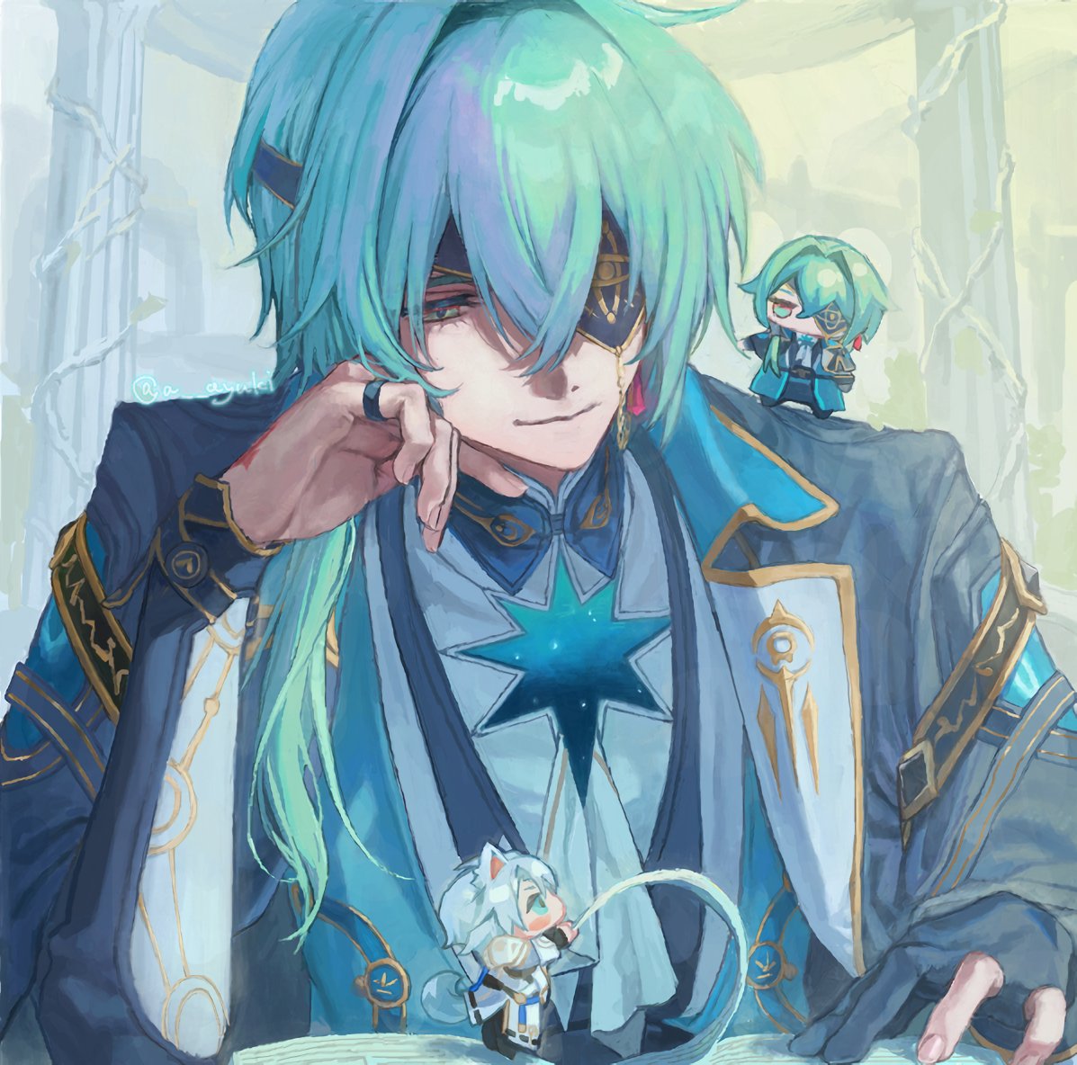 Safebooru - 3boys a ayuki anaxa (honkai: star rail) animal ears aqua ...