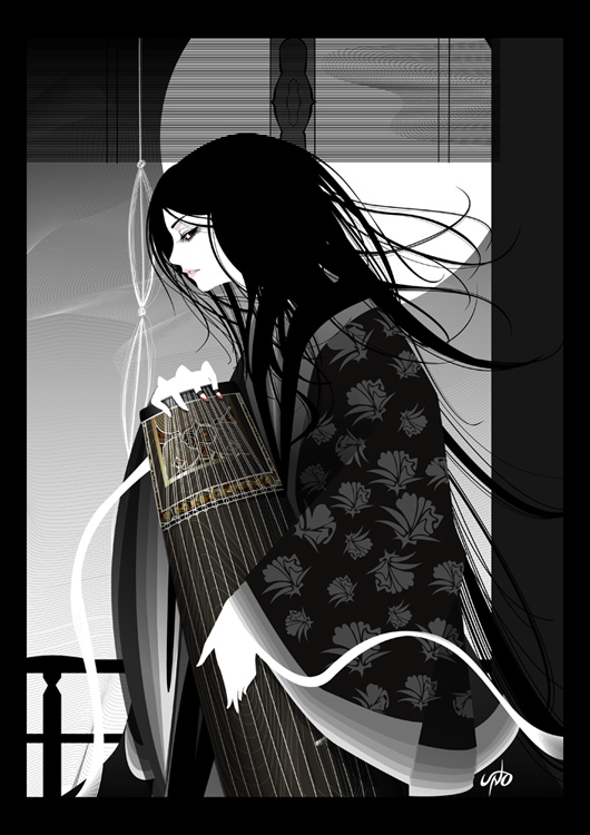 Safebooru - heian inemuri uno instrument japanese clothes karaginu mo ...