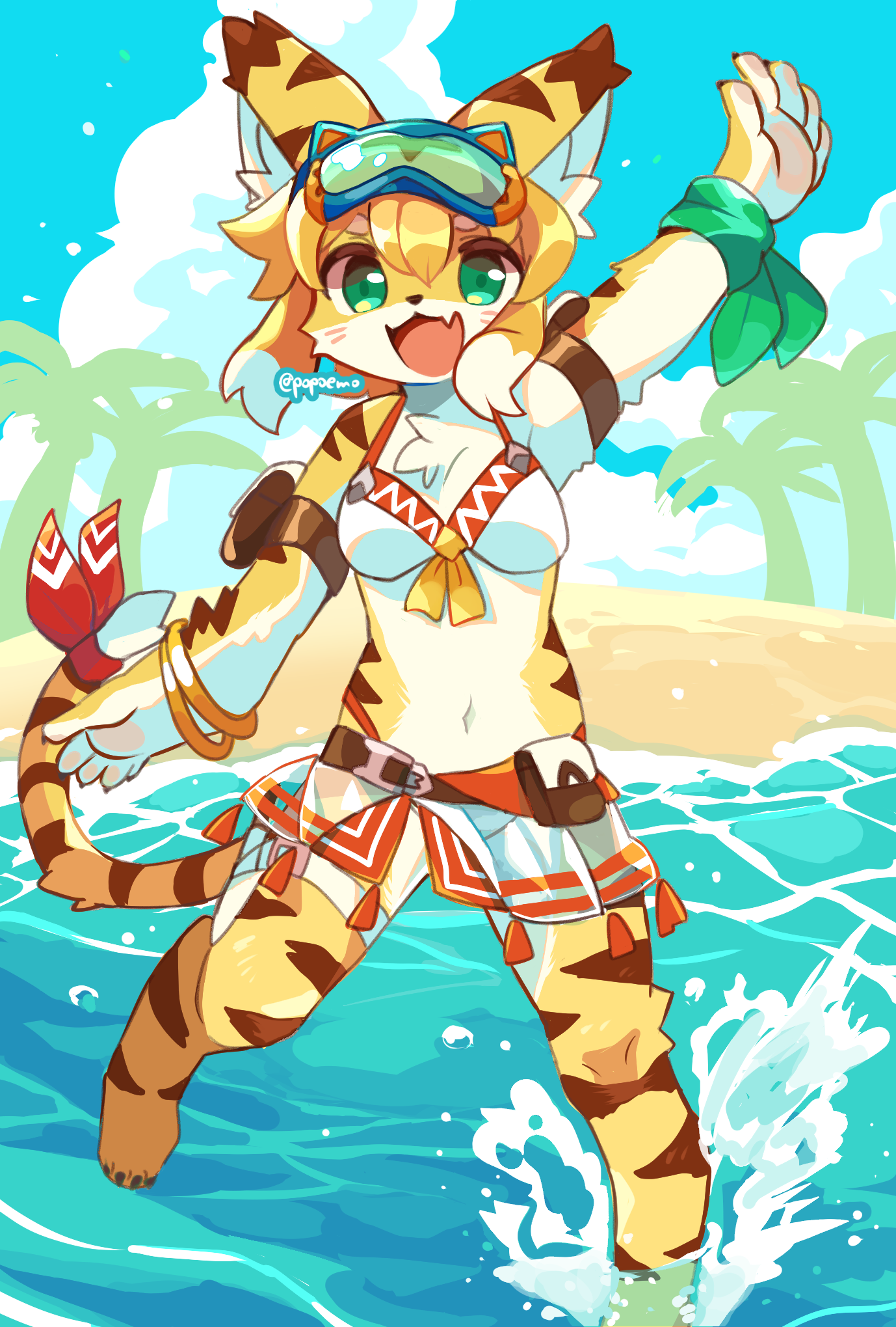 Safebooru - 1girl :3 animal ear fluff animal ears animal nose arm strap arm up artist name ...