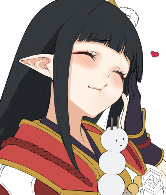 Safebooru - 1girl :t bangs black hair blush closed eyes dango eating ...