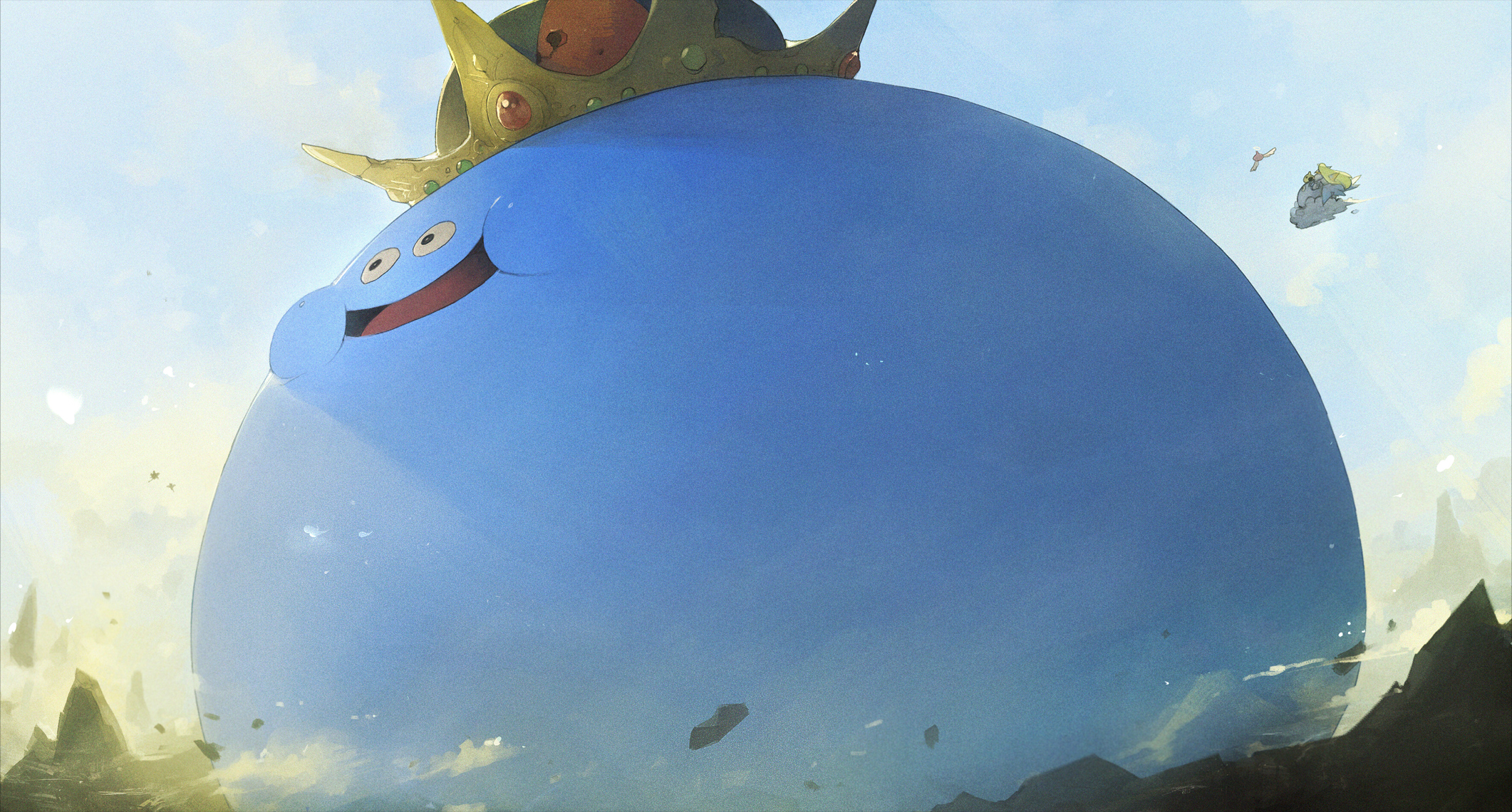 Safebooru - 1girl angel slime clouds crown dragon quest floating rock ...