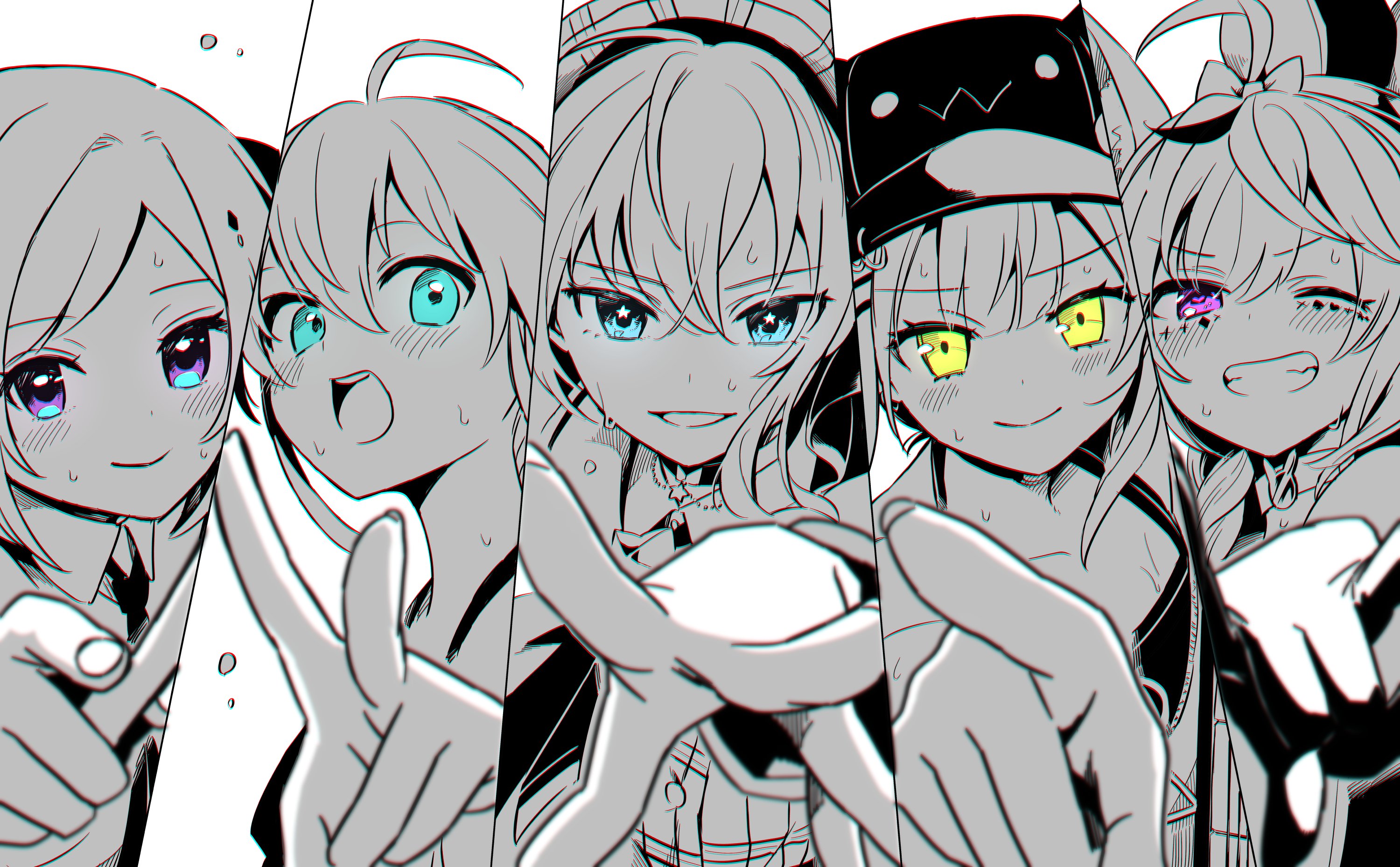 Safebooru - 5girls ahoge aki rosenthal animal ears baseball cap beret bibi (tokoyami towa) blue ...