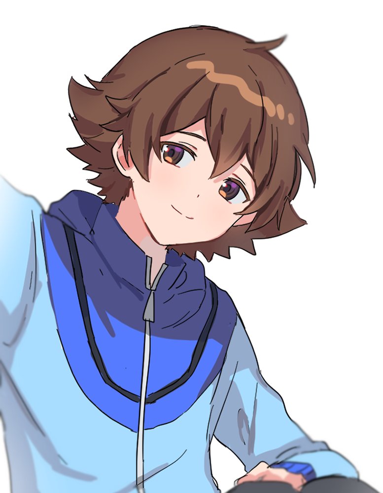 Safebooru - 1boy bangs blue jacket brown eyes brown hair closed mouth ...