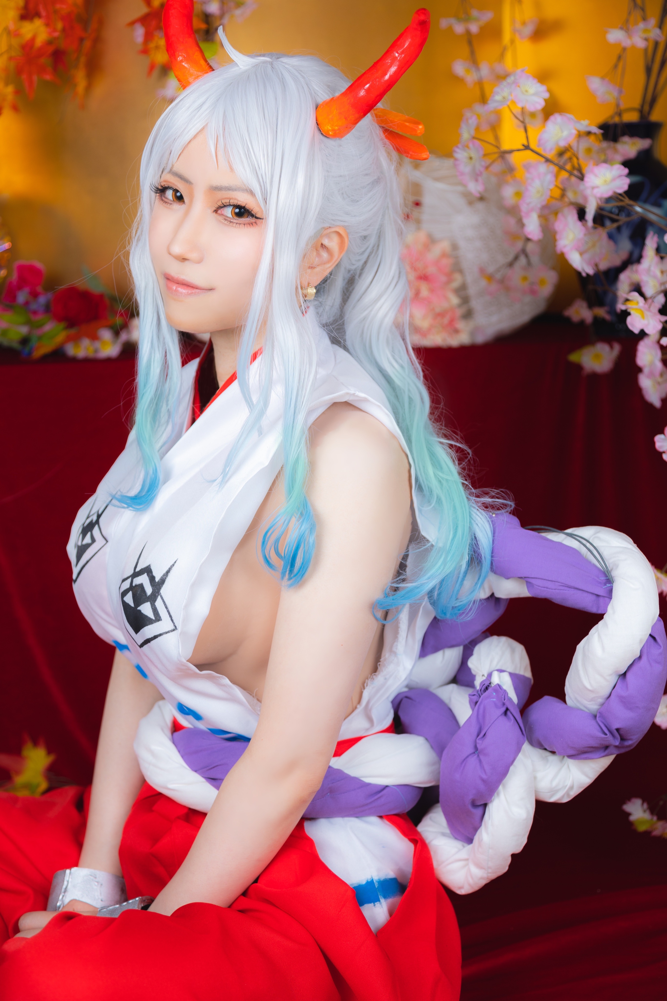 Safebooru - 1girl absurdres bare arms bare shoulders blue hair breasts closed mouth cosplay ...