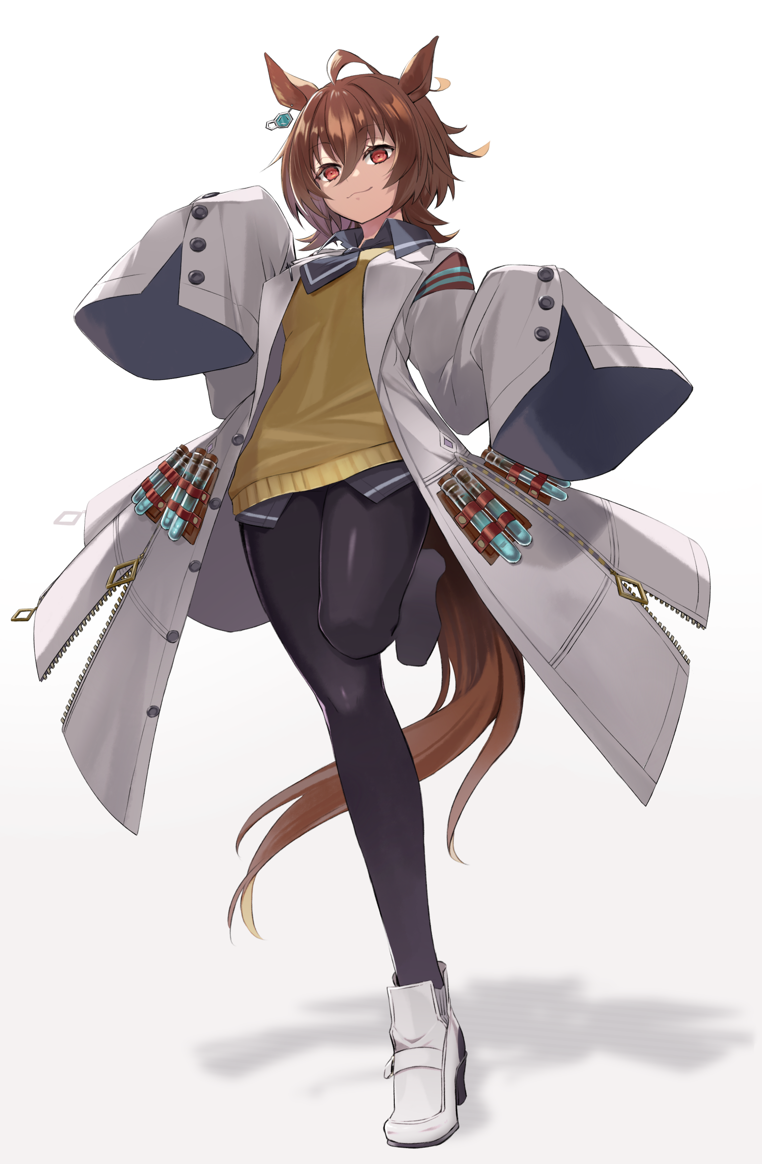Safebooru - 1girl agnes tachyon (umamusume) ahoge animal ears bangs brown hair coat commentary ...