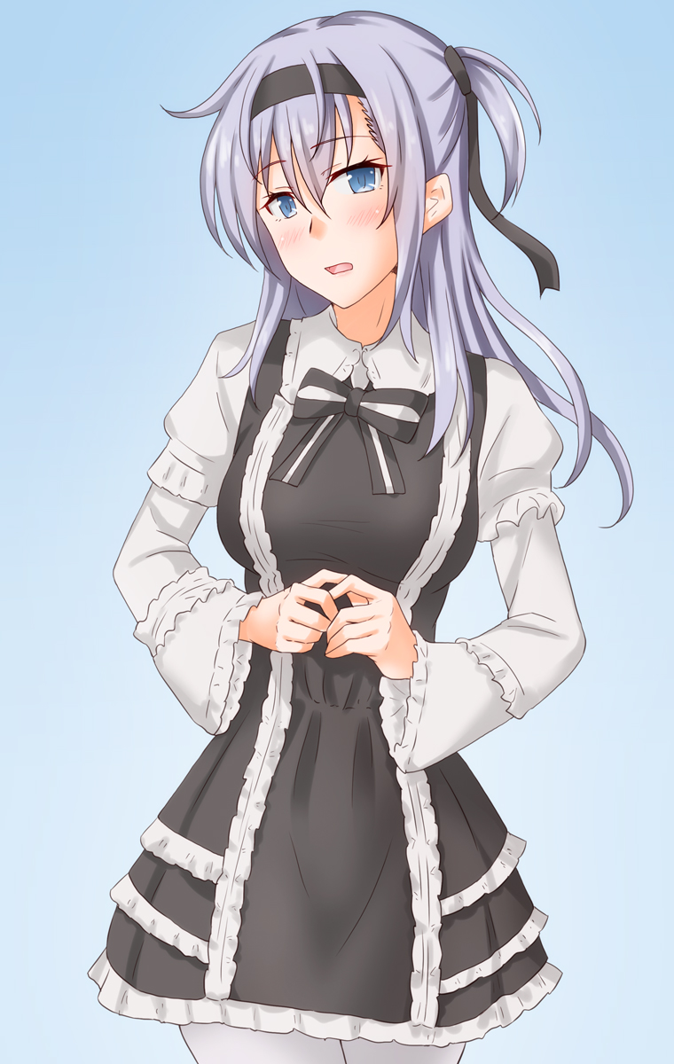 Safebooru - 1girl alternate costume anti (untea9) black dress black hairband blue eyes cowboy ...