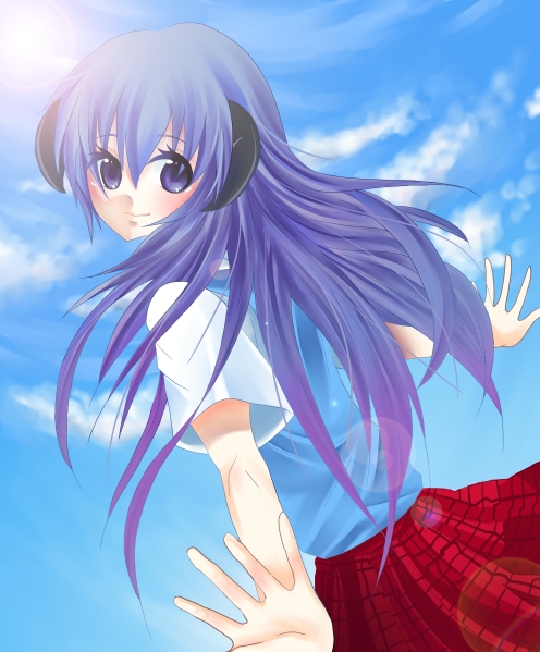 Safebooru - clouds hanyuu higurashi no naku koro ni horns long hair ...