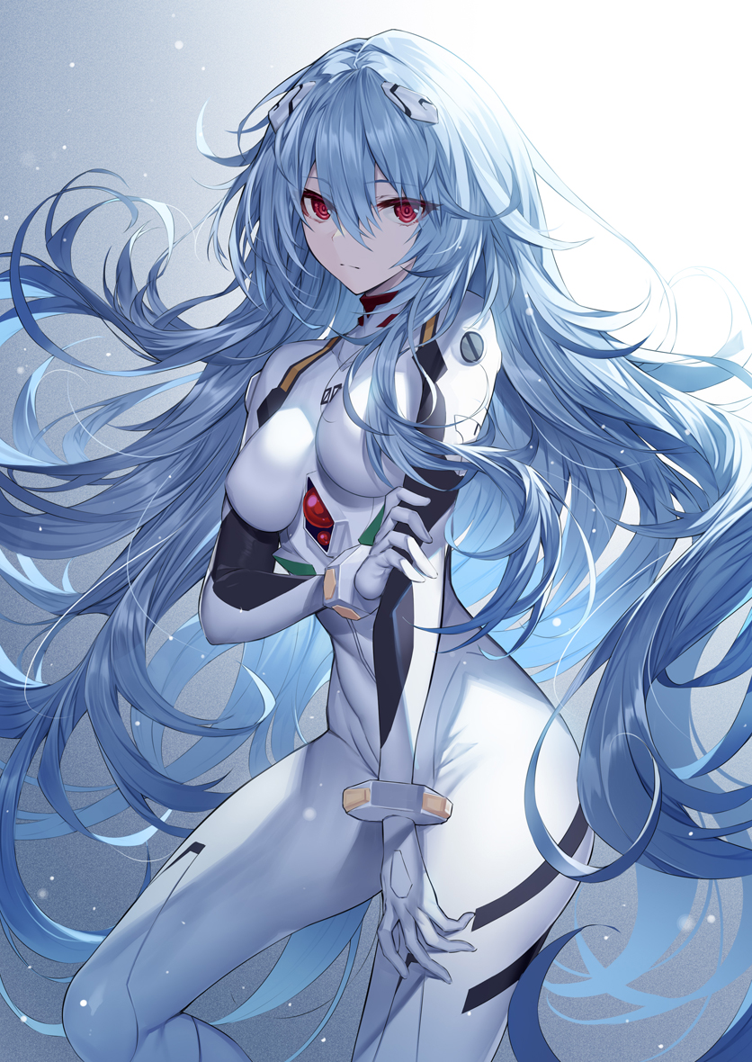 Safebooru - 1girl alternate hair length alternate hairstyle ayanami rei bangs blue hair bodysuit ...