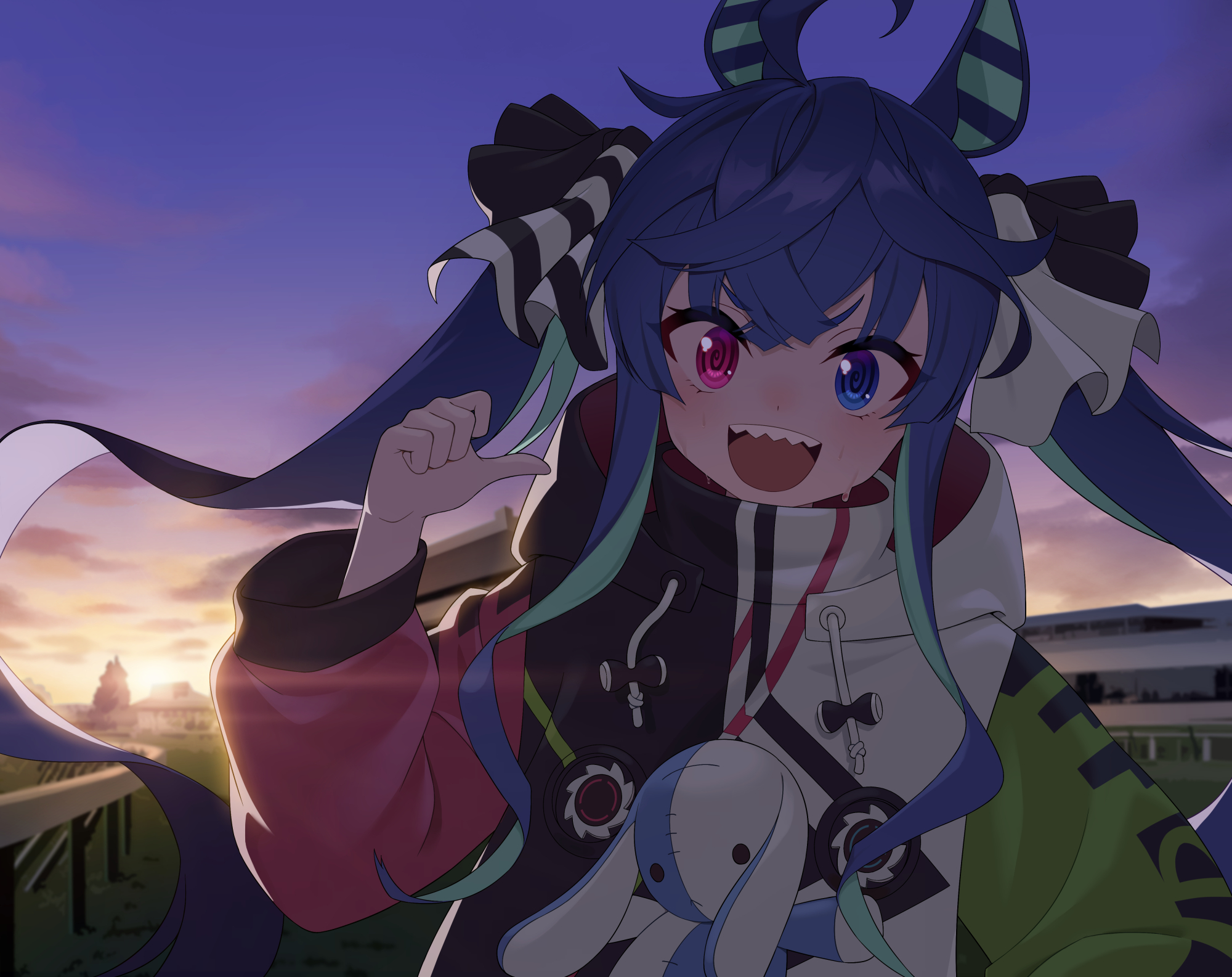 Safebooru - 1girl ahoge animal ears aqua hair bangs blue eyes blue hair child (isoliya) hair ...