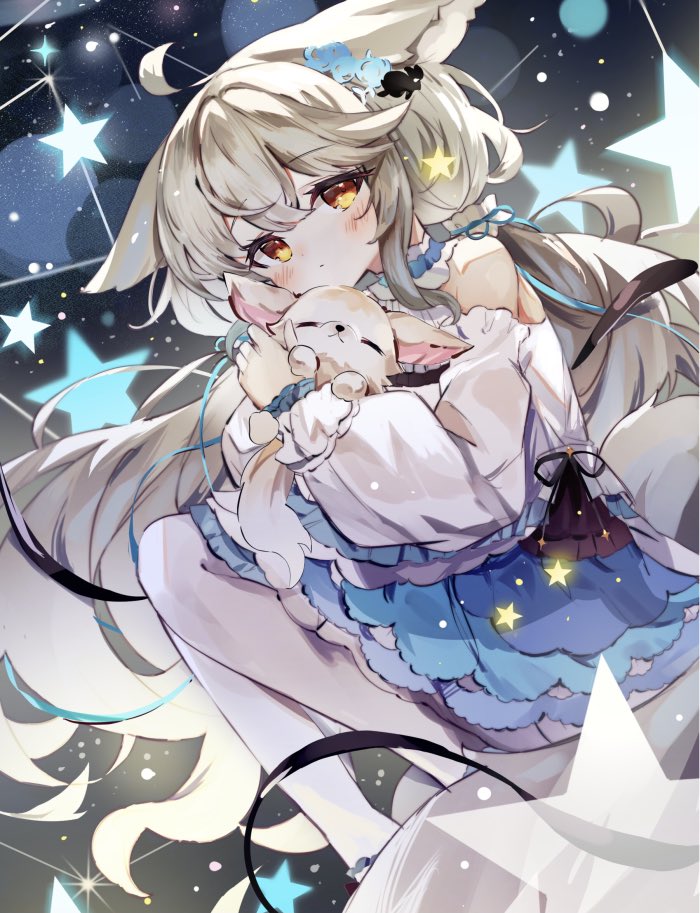 Safebooru - 1girl animal ears detached sleeves dress expressionless fox ...