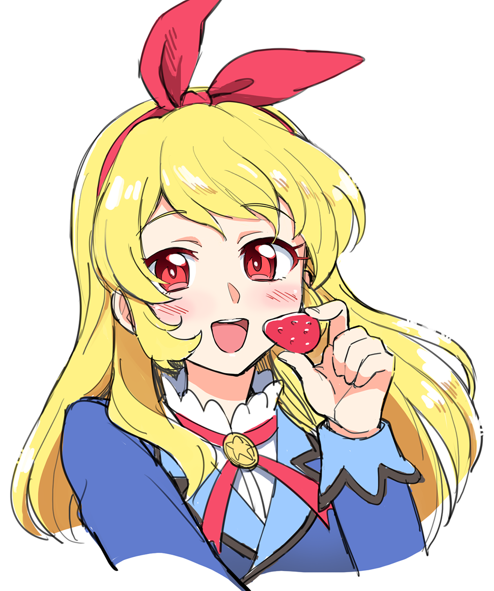 Safebooru - 1girl :d aikatsu! aikatsu! (series) blazer blonde hair blue jacket blush bow cropped ...