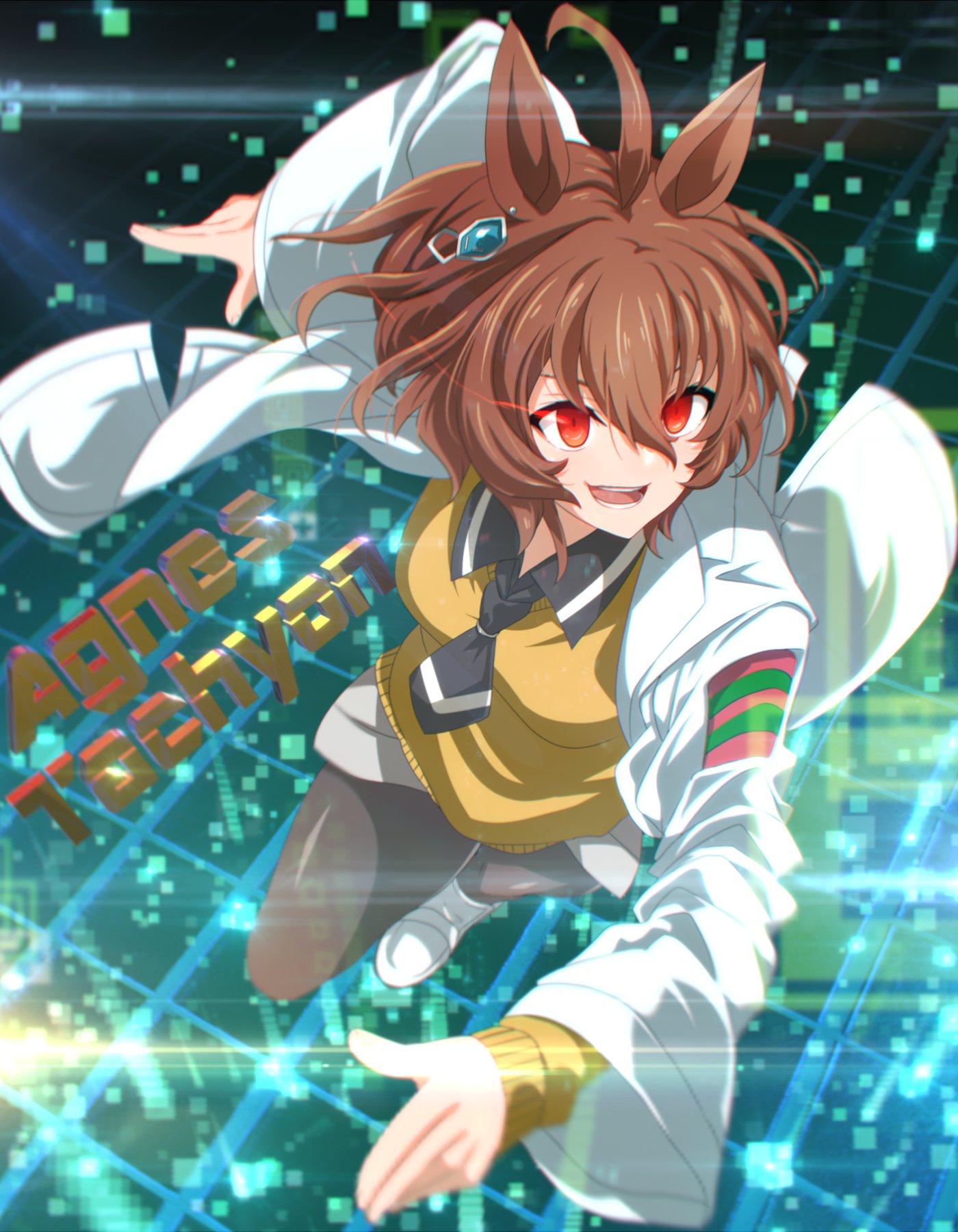 Safebooru - 1girl :d agnes tachyon (umamusume) ahoge animal ears bangs black legwear black ...