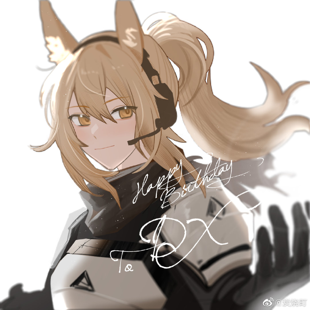 Safebooru - 1girl animal ears arknights armor artist name backlighting black gloves blonde hair ...