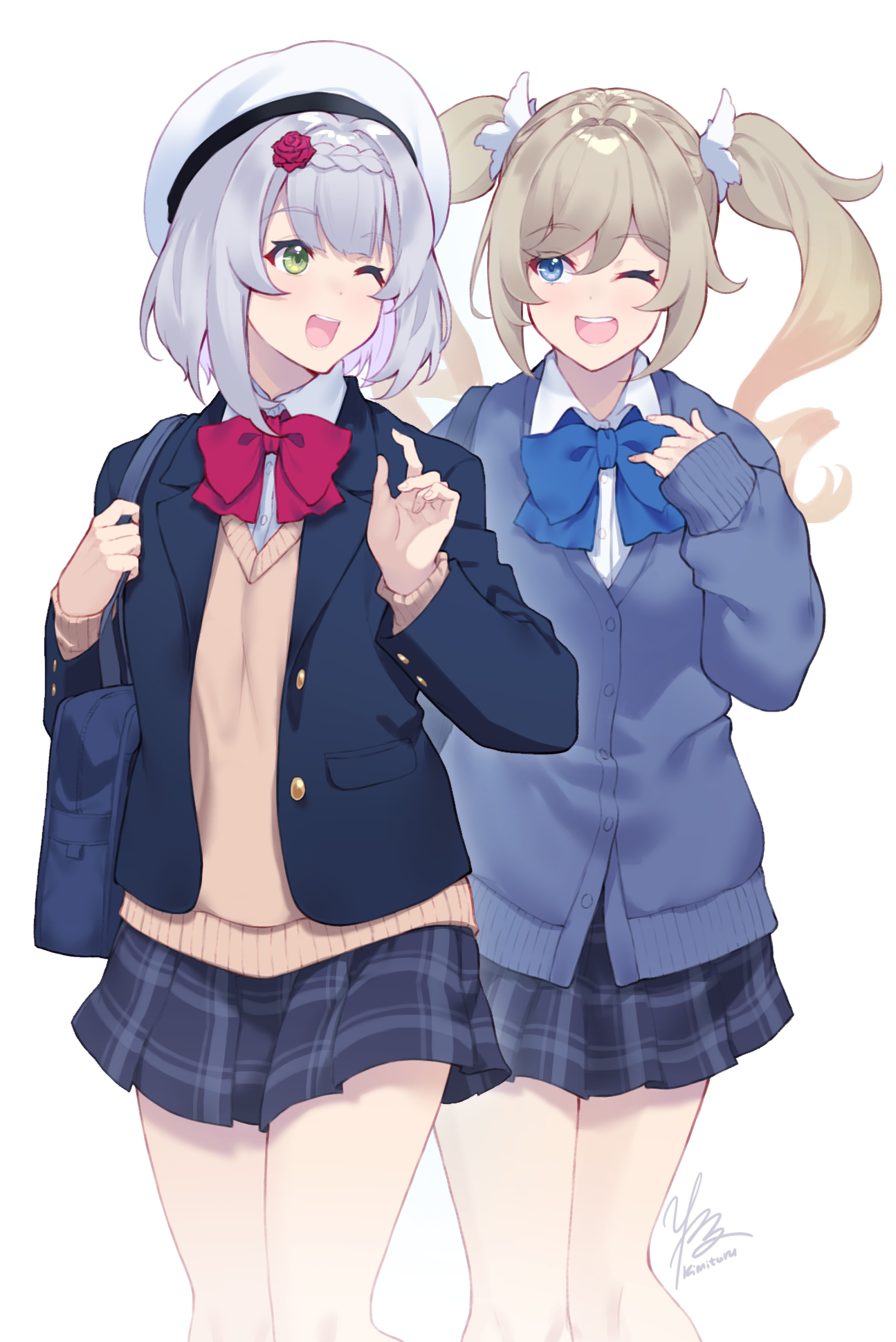 Safebooru - 2girls ;d alternate costume bag barbara pegg blazer blonde hair blue eyes blue ...
